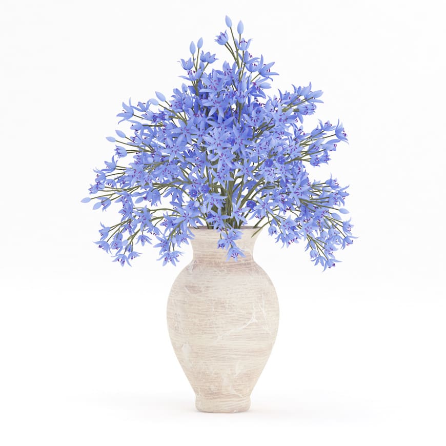 Blue Flowers in Ceramic Vase