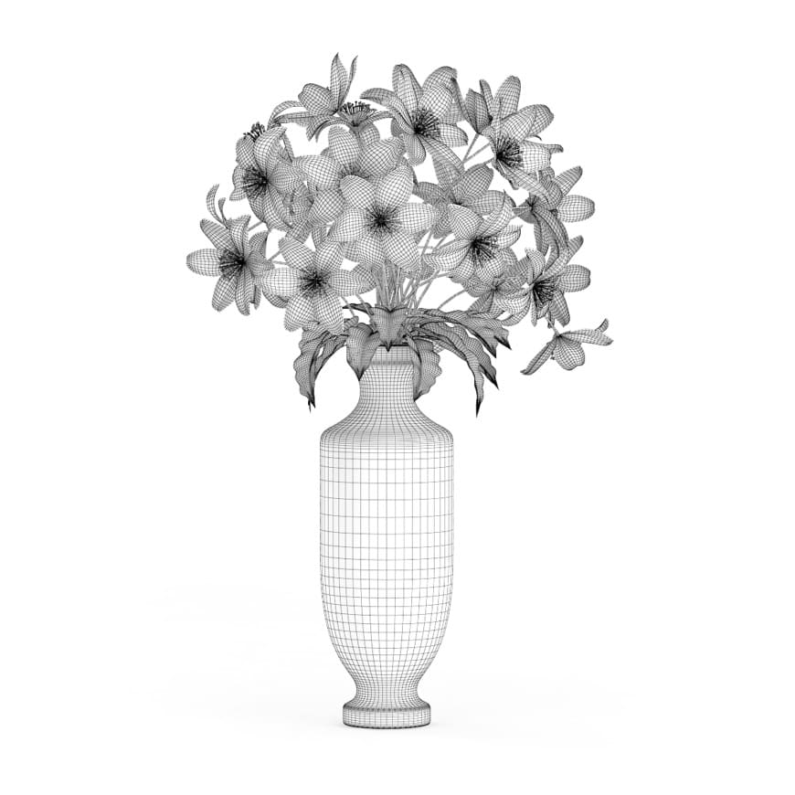 White Flowers in Tall Vase