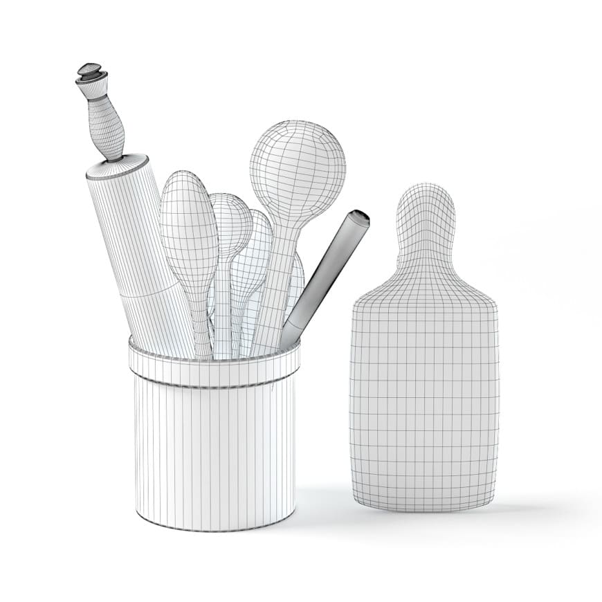 Wooden Kitchen Utensils 3D Model - CGAxis - 3D models, PBR, HDRI for ...