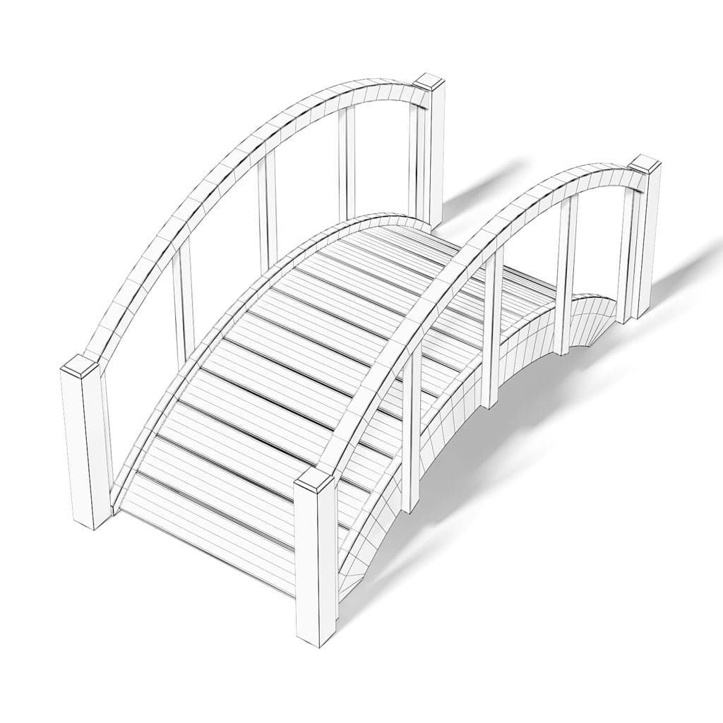 Small Dark Wooden Bridge 3D Model