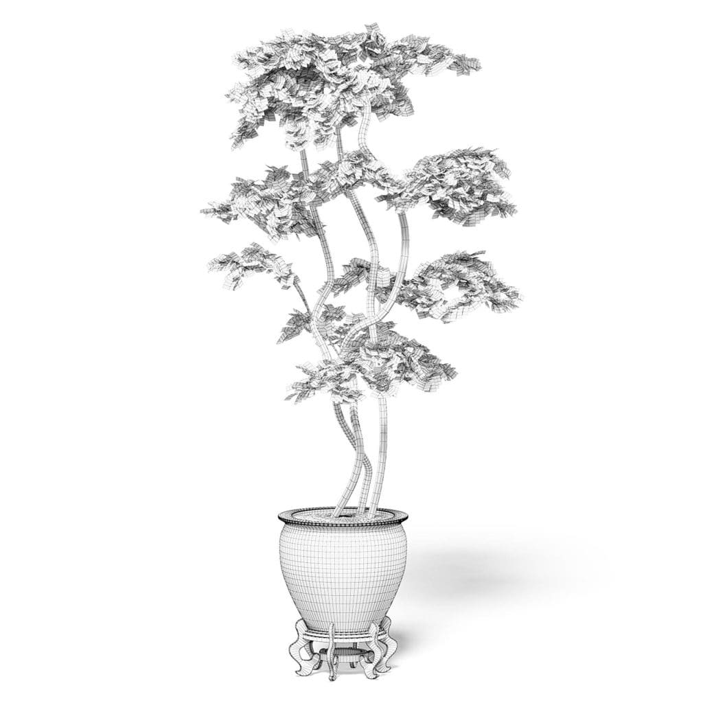 Tree in Metal Pot 3D Model