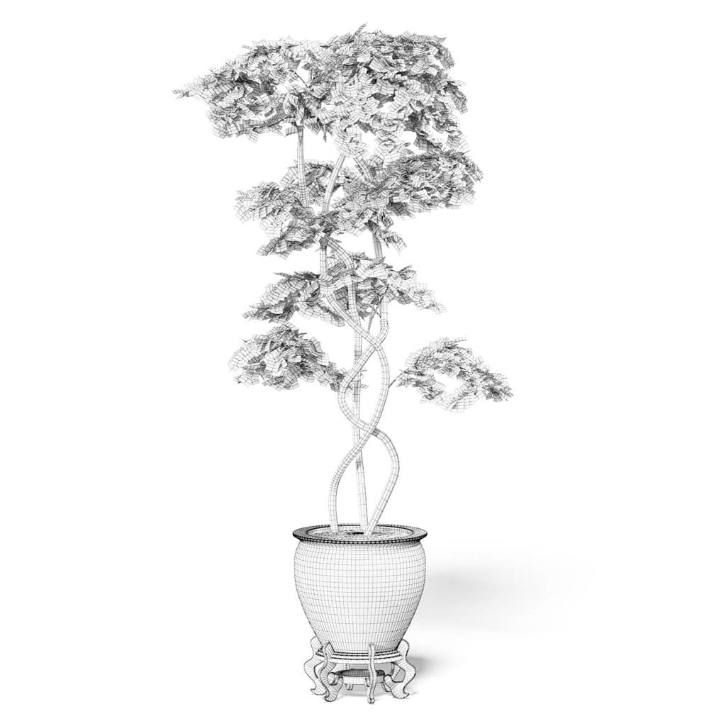 Tree in Metal Pot 3D Model