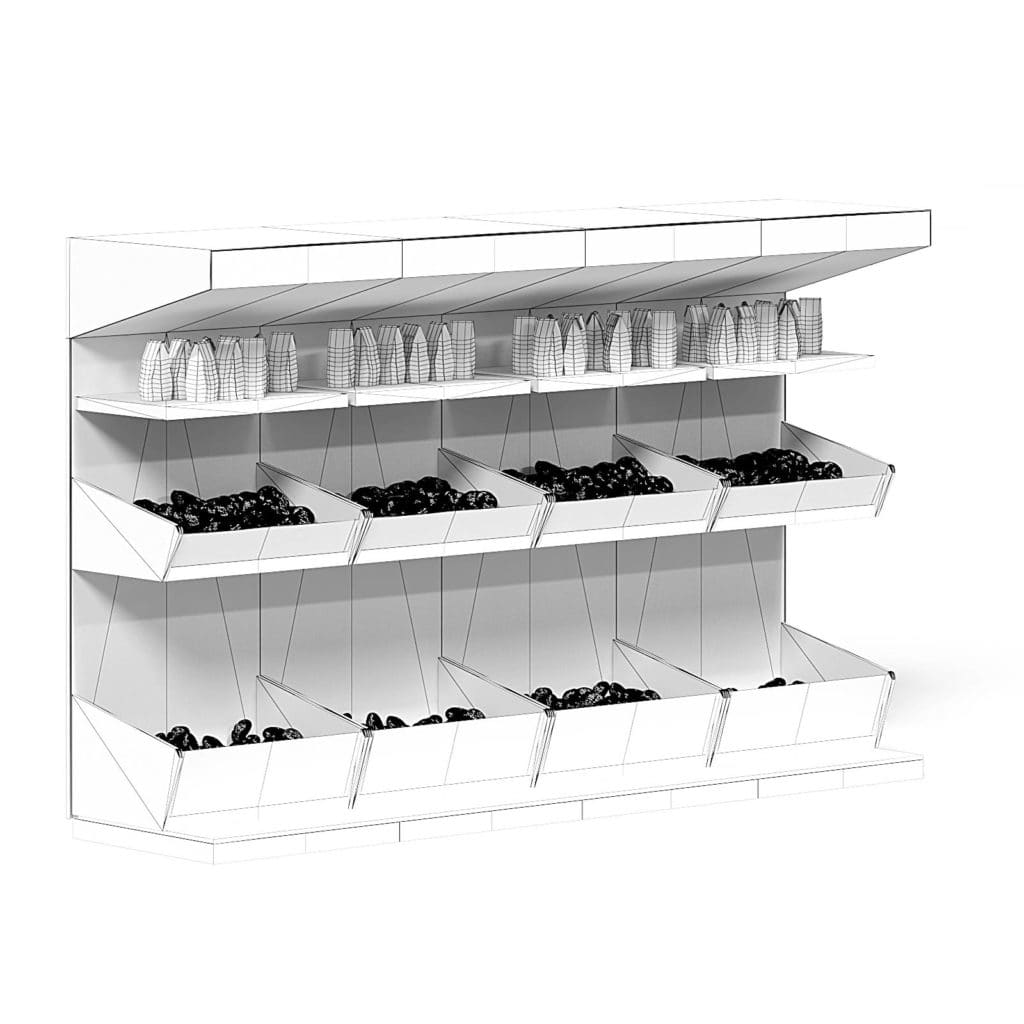 Market Shelf 3D Model - Buns