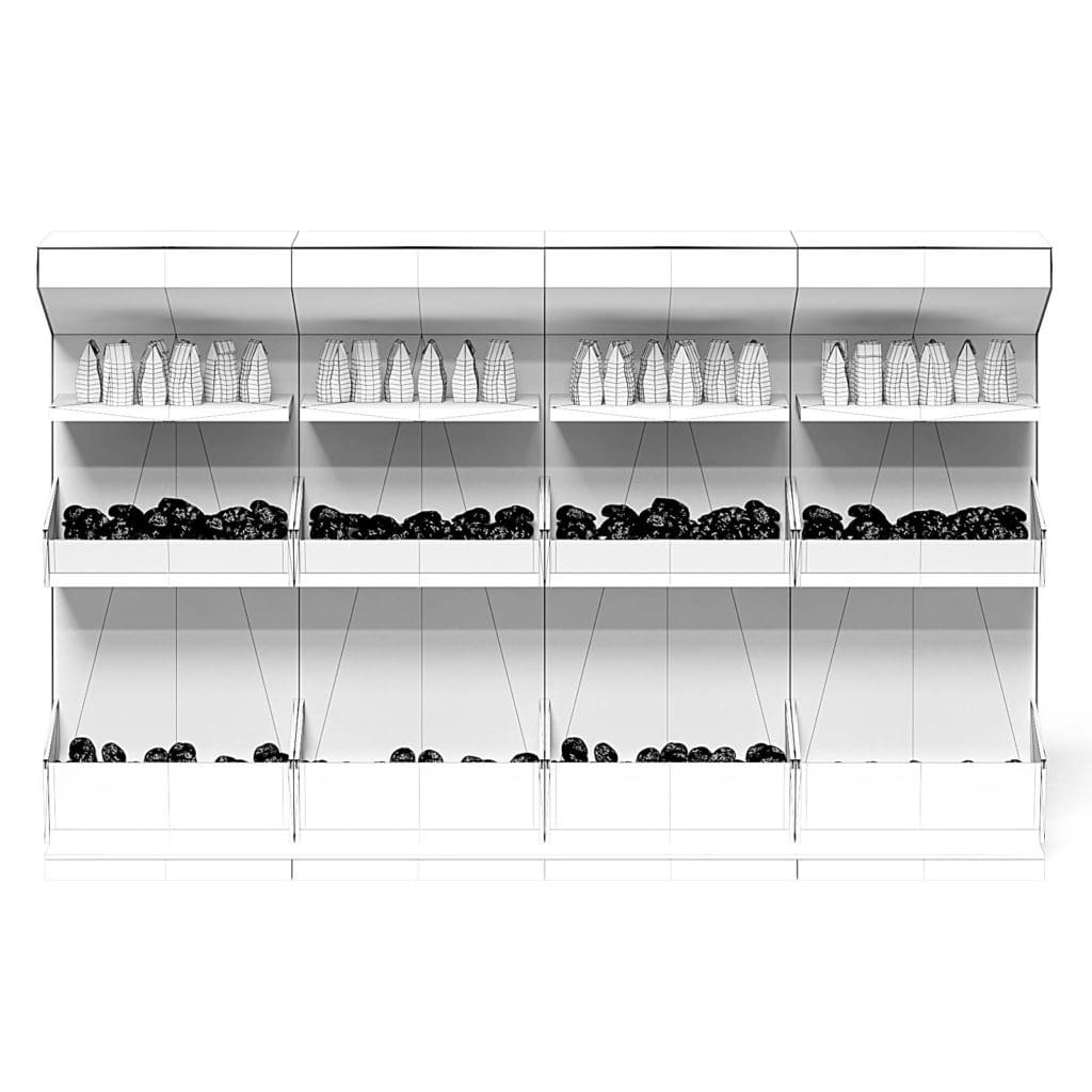 Market Shelf 3D Model - Buns