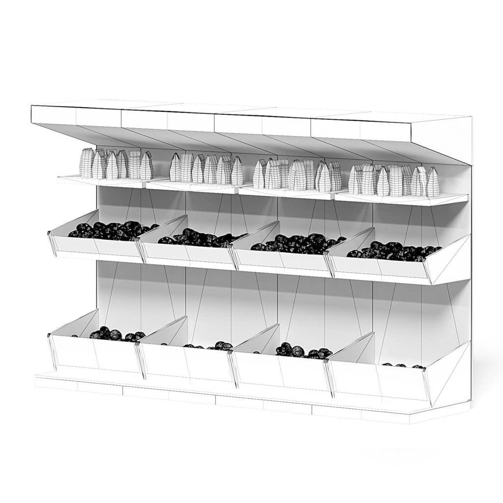Market Shelf 3D Model - Buns