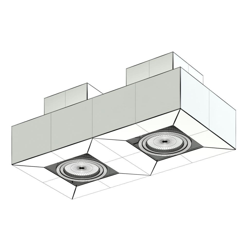Double Rectangular Halogen Light 3D Model