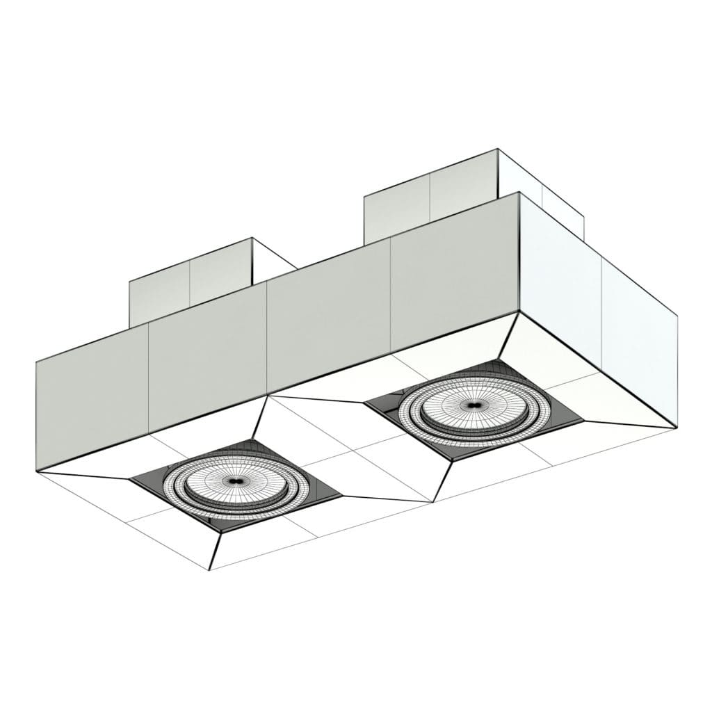 Black Double Rectangular Halogen Light 3D Model