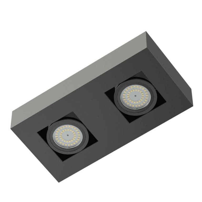 Black Double Rectangular Halogen Light 3D Model