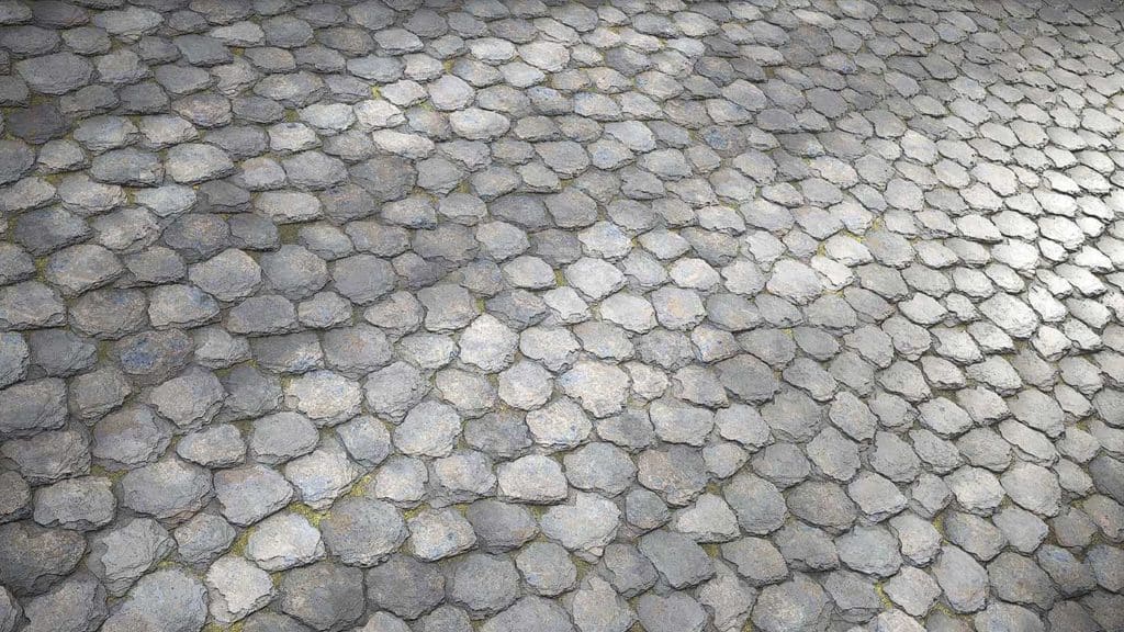 Irregular Stone Roof with Moss PBR Texture