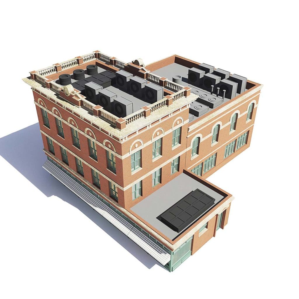 Brick Building 3D Model