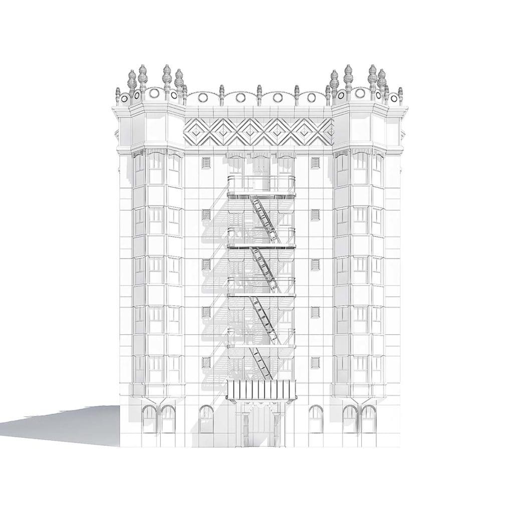 White Apartment Building 3D Model