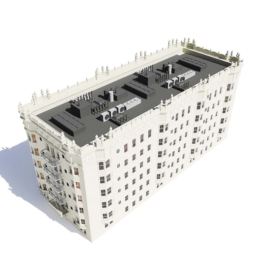 White Apartment Building 3D Model