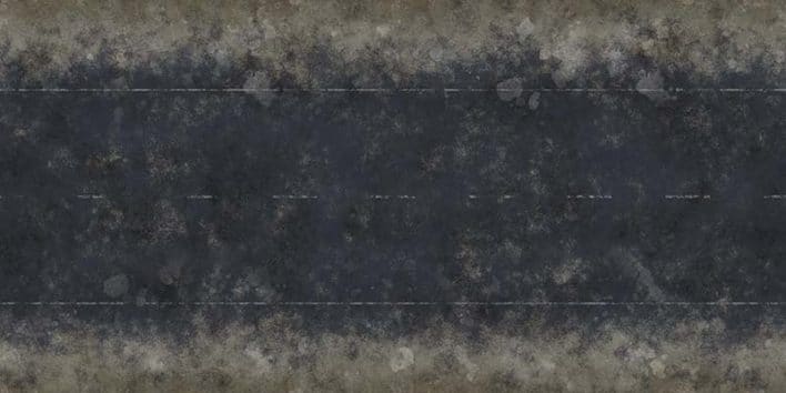 Damaged Road with Lanes PBR Texture