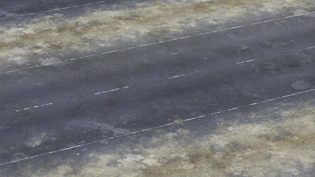 Damaged Road with Lanes PBR Texture
