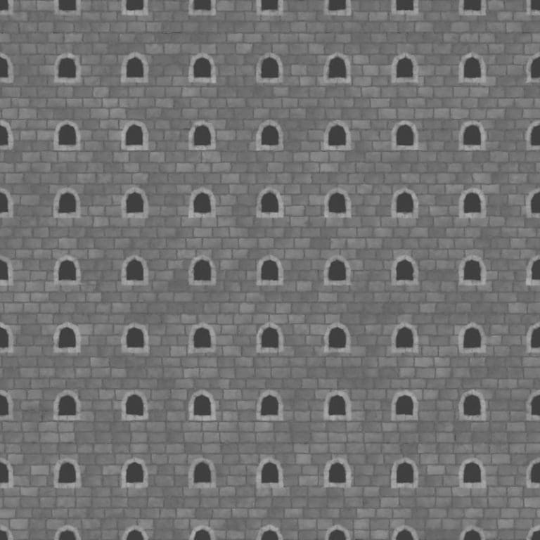 Dark Castle Wall with Windows PBR Texture