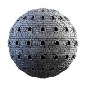 Dark Castle Wall with Windows PBR Texture