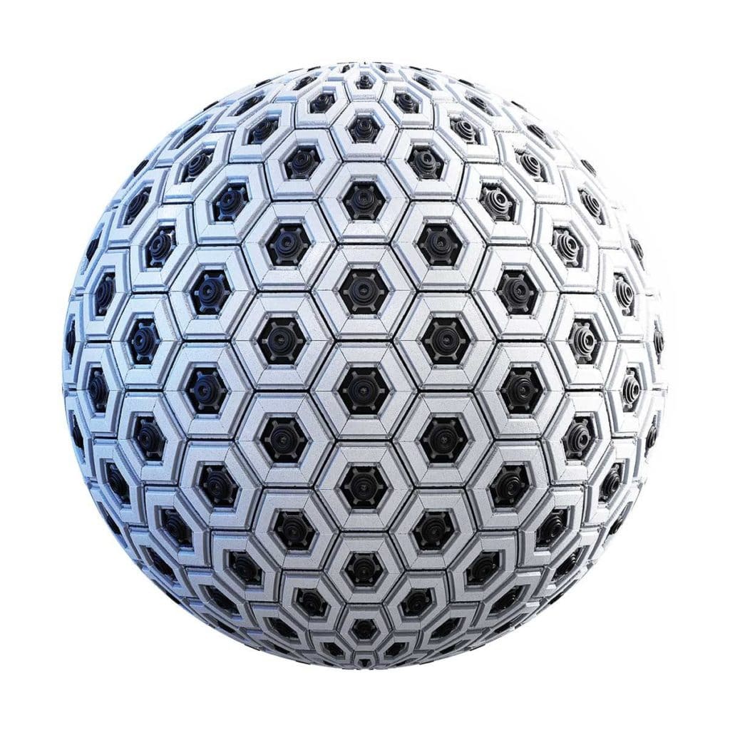 White Hexagonal Space Station Wall PBR Texture