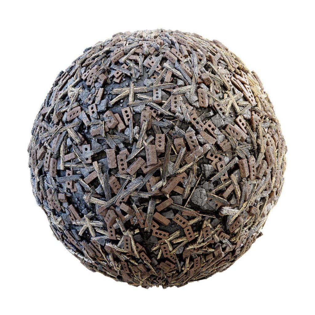 Brick and Wood Rubble PBR Texture