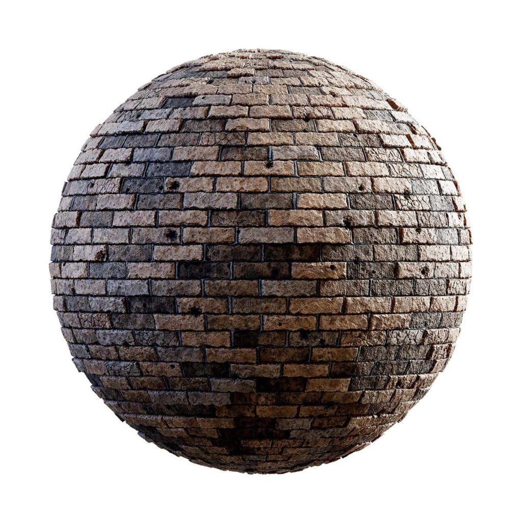 Brick Wall with Bullet Holes PBR Texture