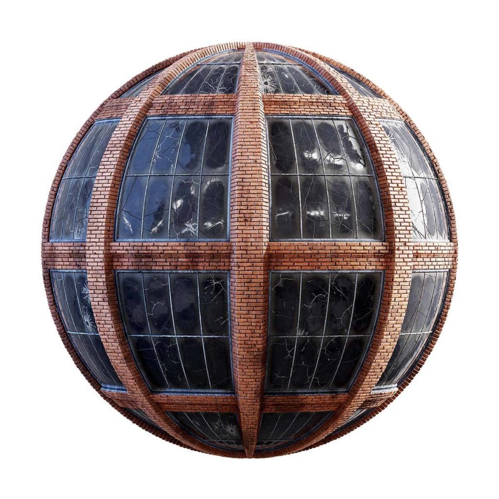 Brick Wall with Cracked Windows PBR Texture