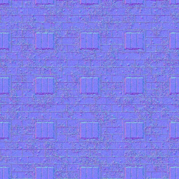 Brick Wall with Masked Windows PBR Texture