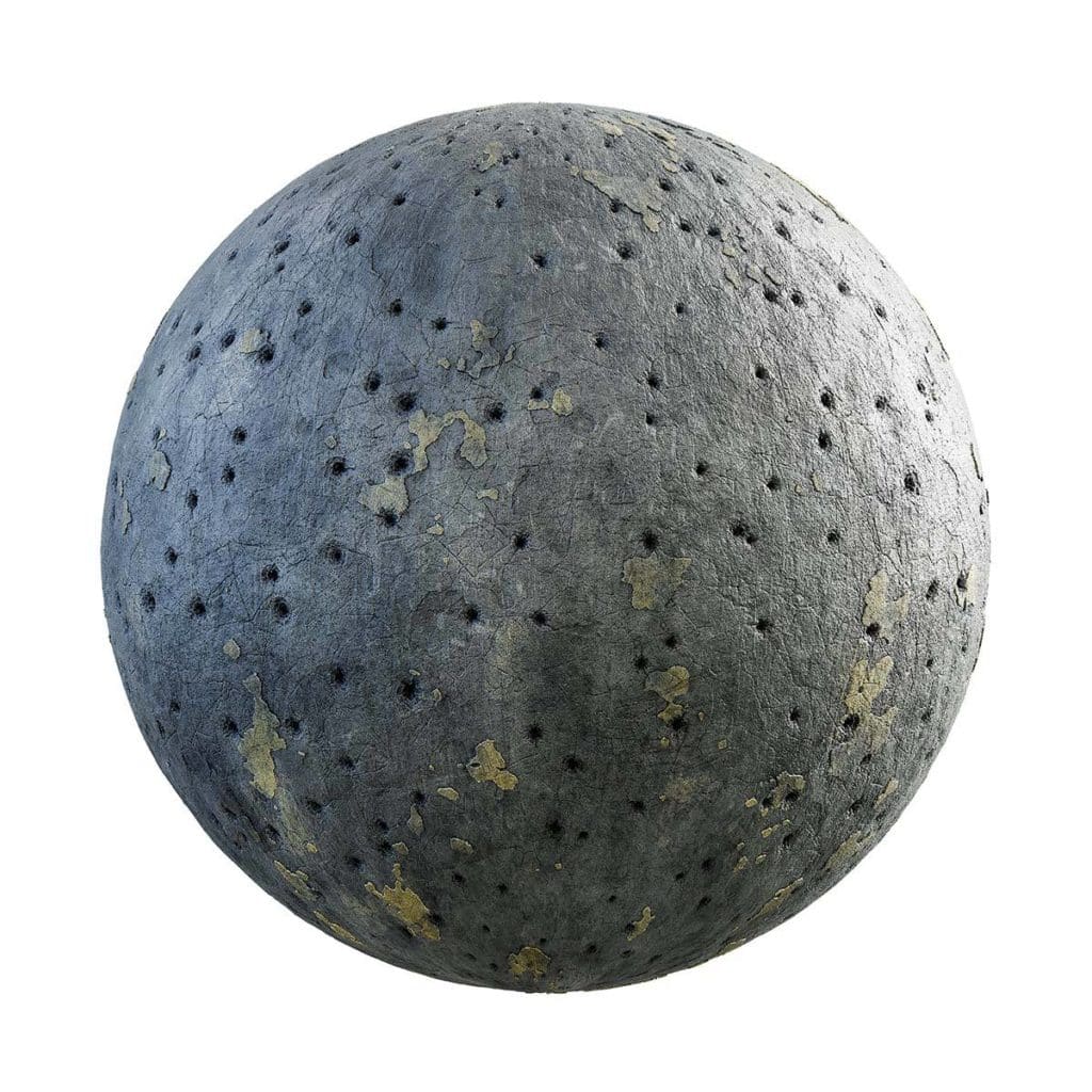 Concrete Wall with Bullet Holes PBR Texture
