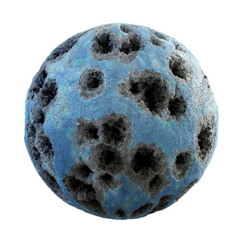 Damaged Blue Painted Wall PBR Texture