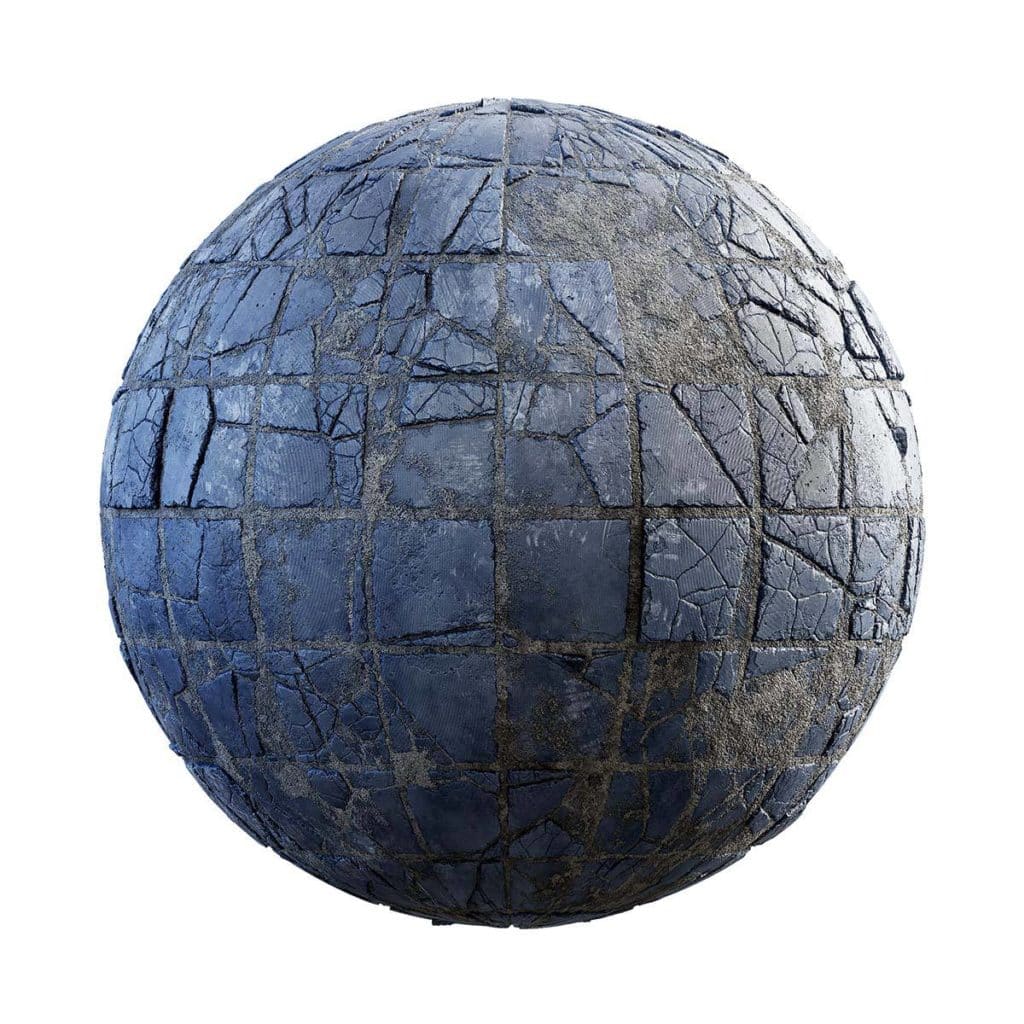 Damaged Blue Tiles PBR Texture