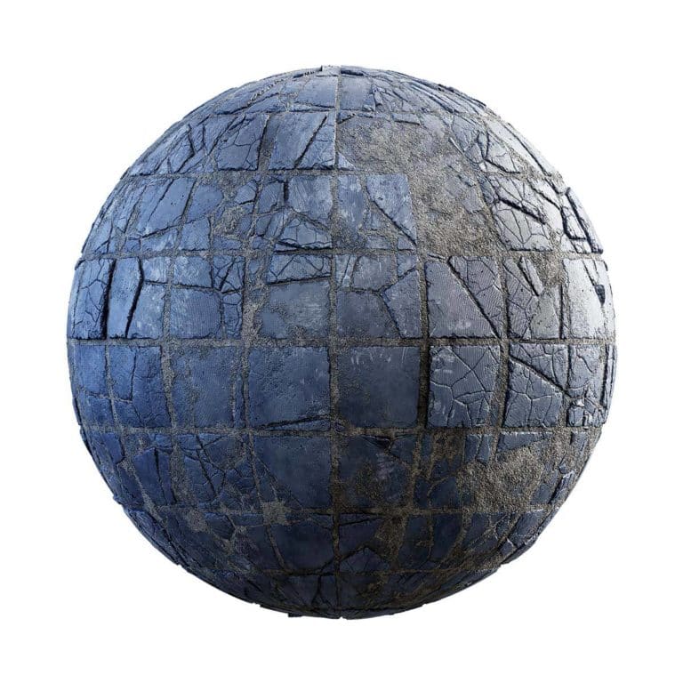 Damaged Blue Tiles PBR Texture