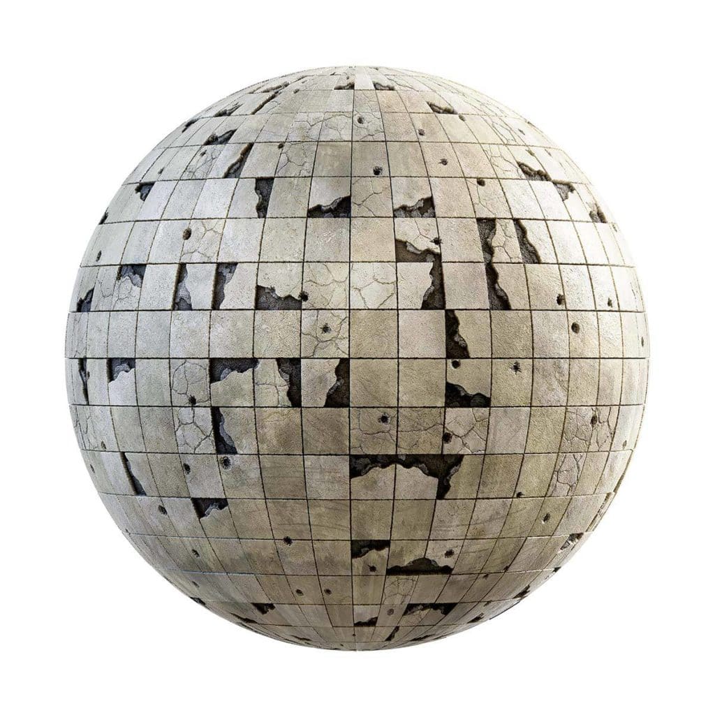 Damaged Ceramic Tiles PBR Texture