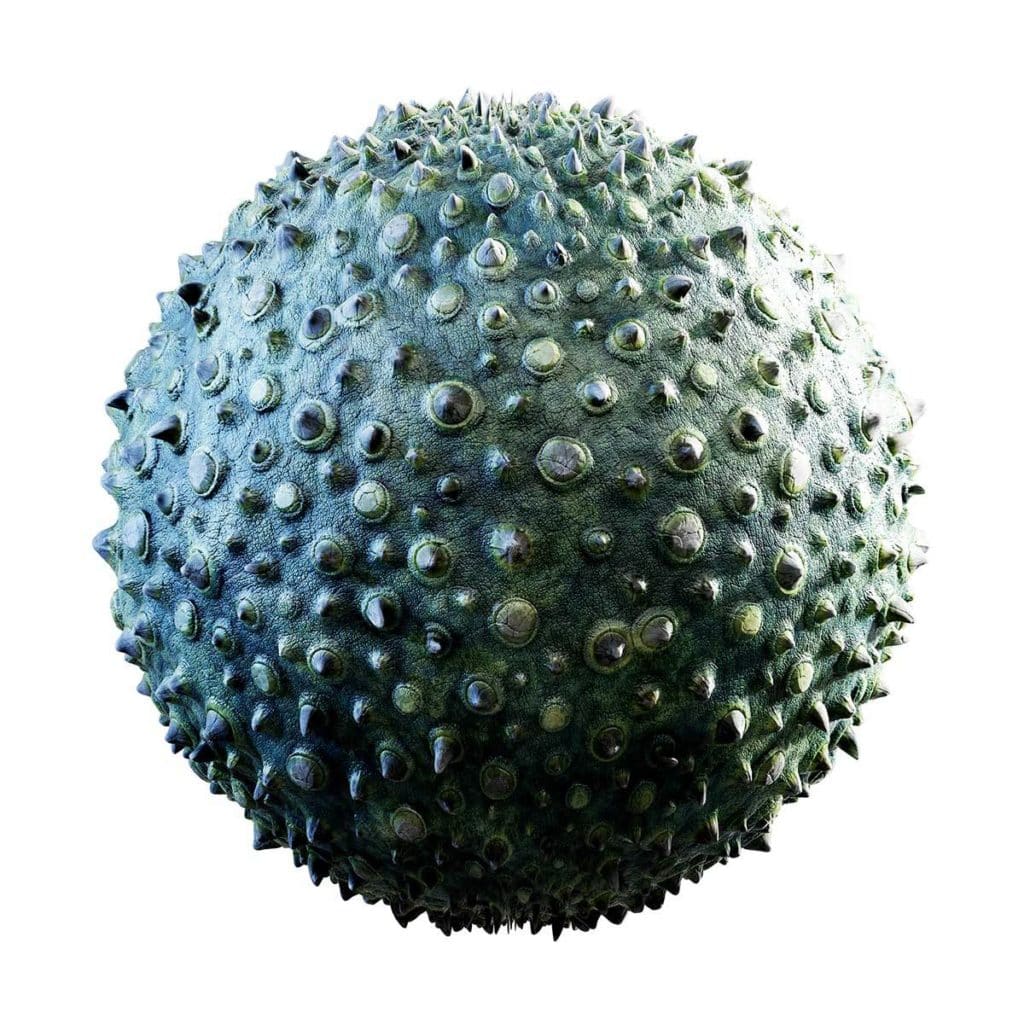 Green Creature Skin with Spikes PBR Texture