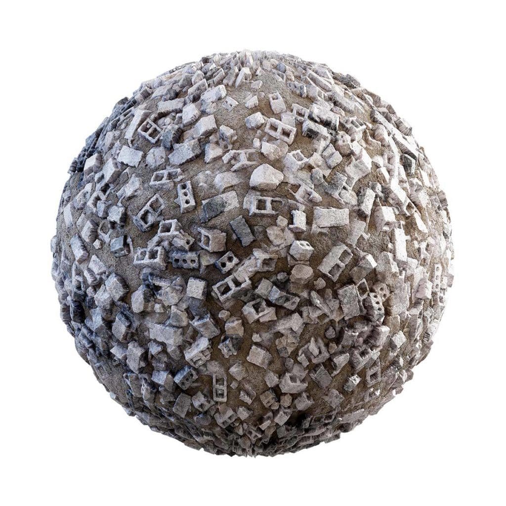 Grey Brick Rubble PBR Texture