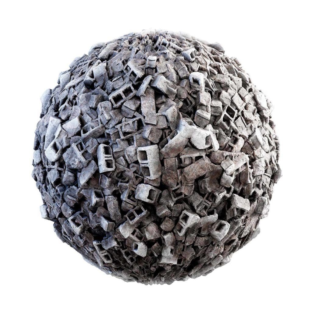 Grey Brick Rubble PBR Texture