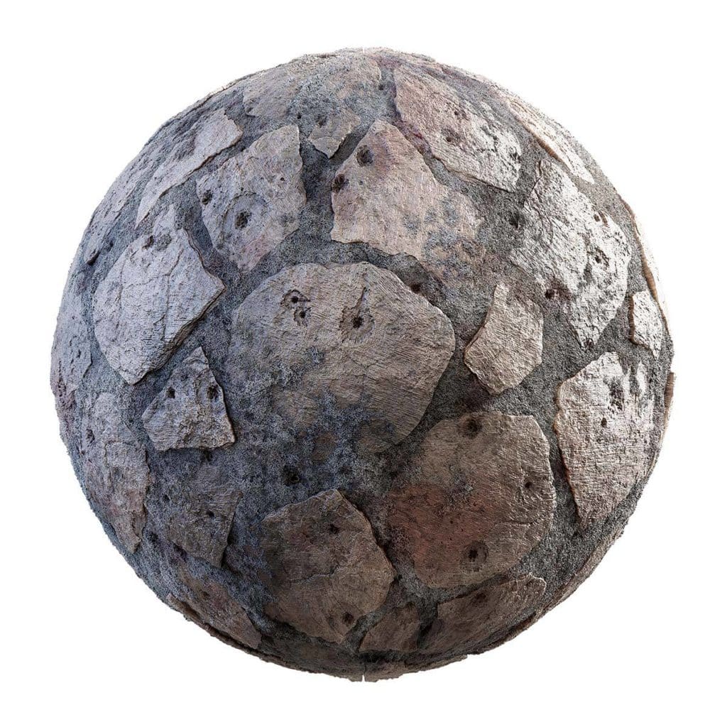 Stone Wall with Bullet Holes PBR Texture