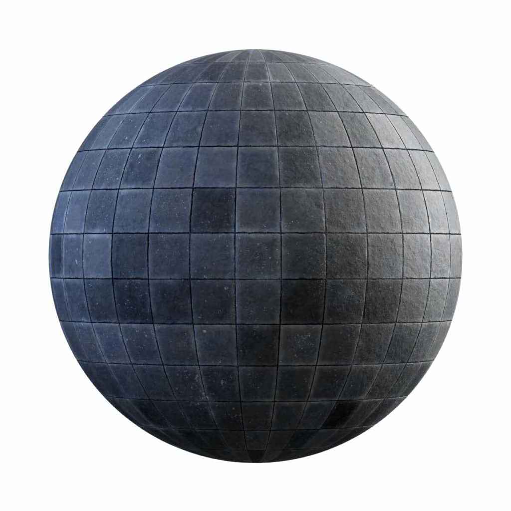 Black Square Stone Pavement PBR Texture