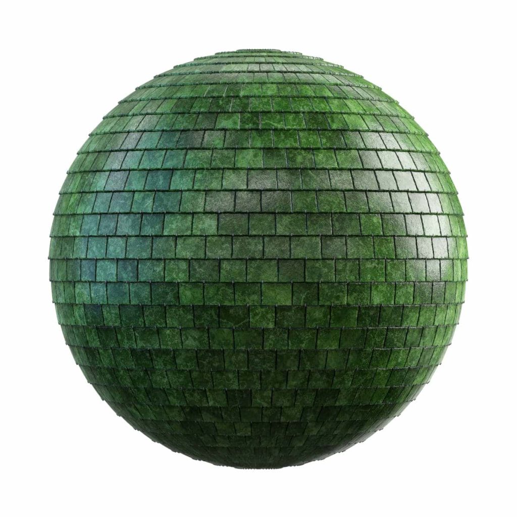 Green Stone Tile Roof PBR Texture