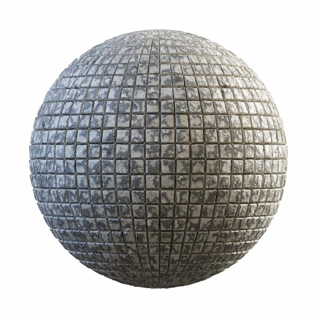 Grey Square Stone Pavement PBR Texture