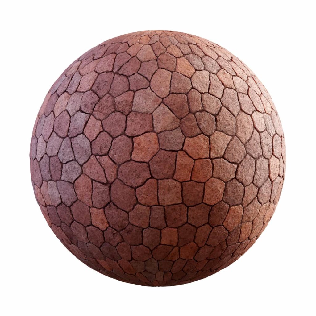 Irregular Red Stone Pavement PBR Texture
