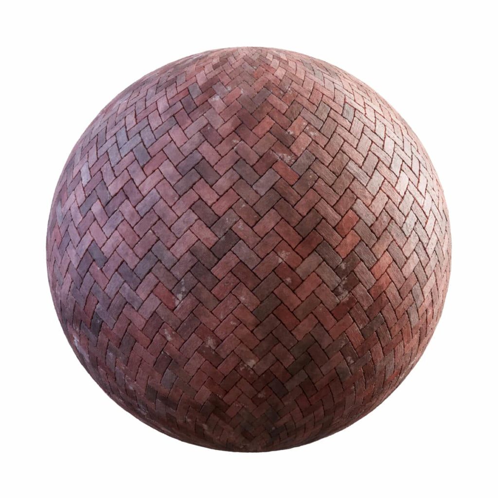 Red Brick Herringbone Pavement PBR Texture