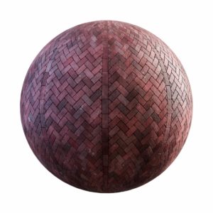 Red Brick Herringbone Pavement PBR Texture
