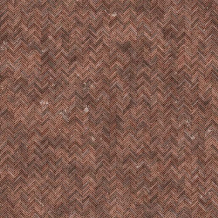Red Brick Herringbone Pavement PBR Texture
