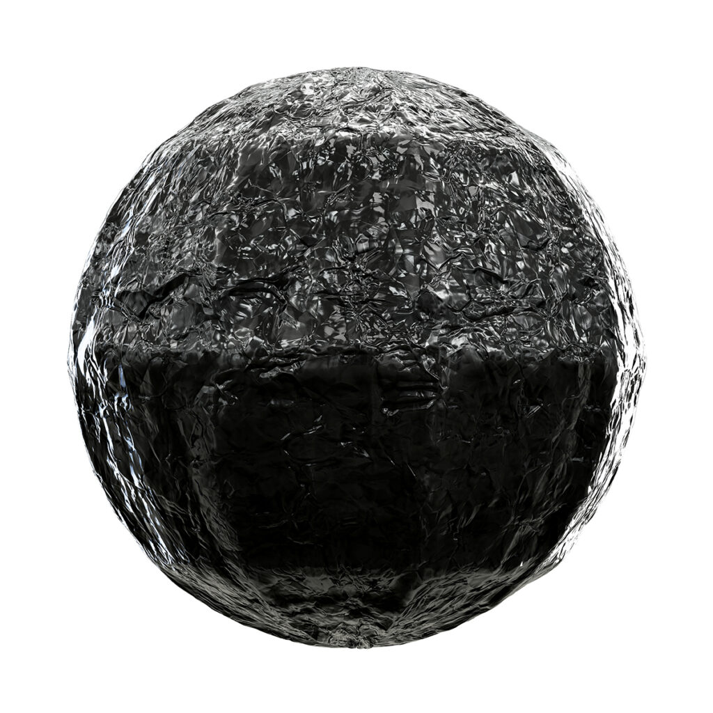 Black Wrinkled Foil on a Frame PBR Texture