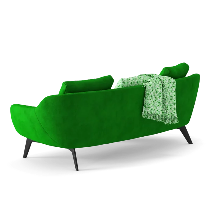 Green Rounded Velvet Sofa 3D Model