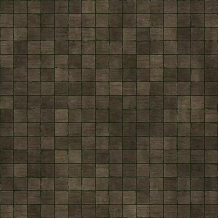 Old Square Wood Tiles With Moss PBR Texture