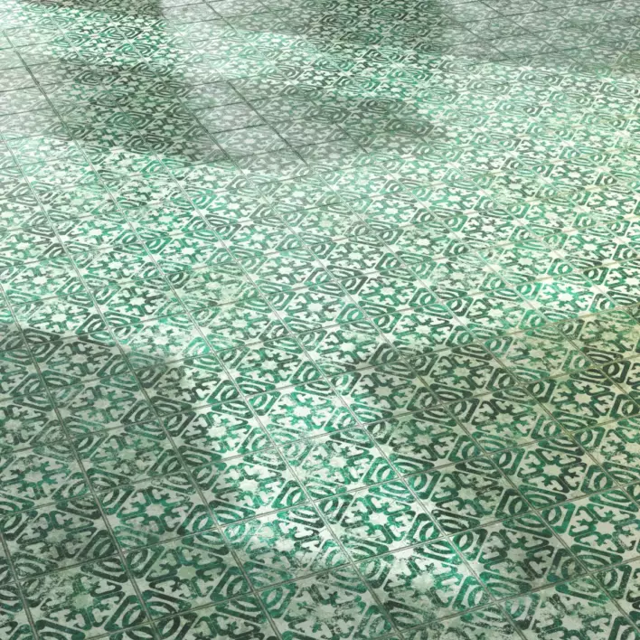 Green Patterned Tiles PBR Texture
