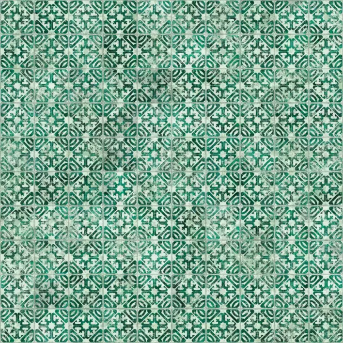 Green Patterned Tiles PBR Texture