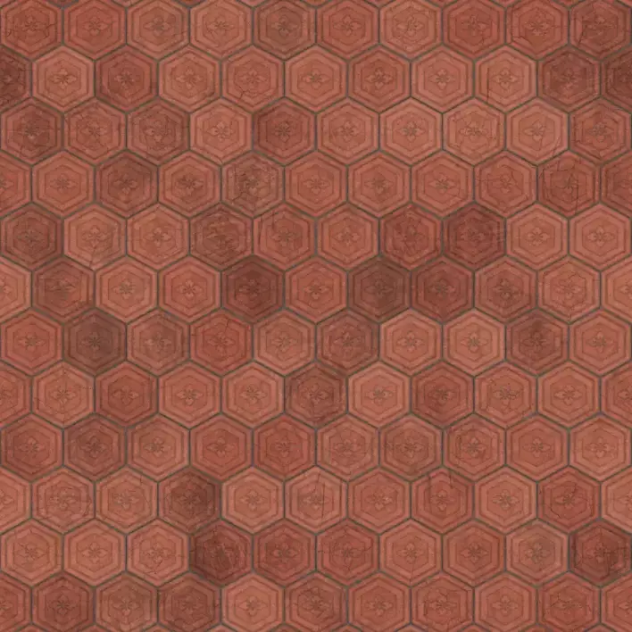 Red Hexagonal Patterned Tiles PBR Texture