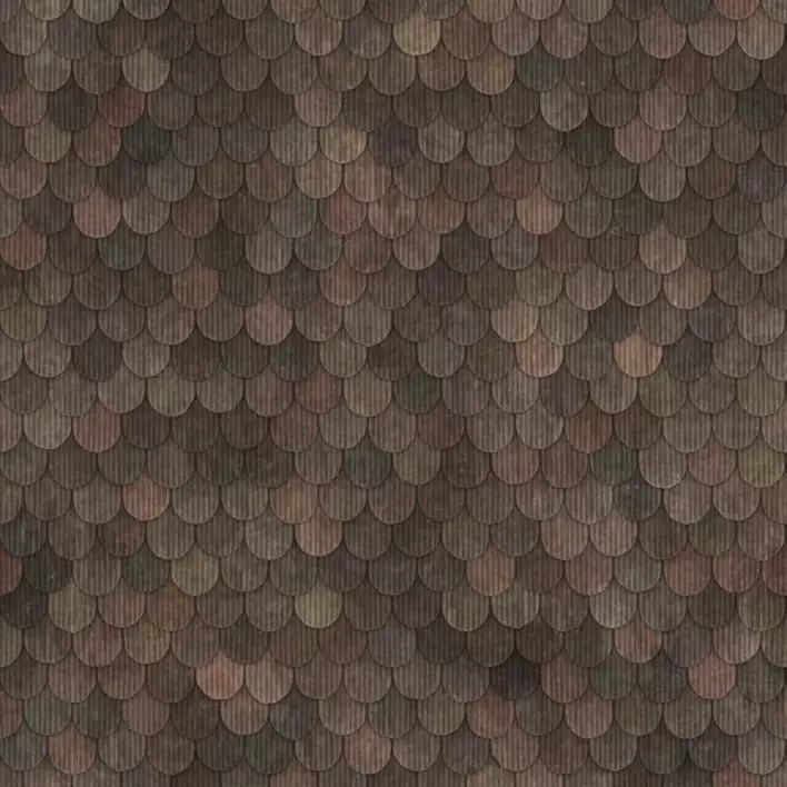 Old Ceramic Round Roof Tiles PBR Texture