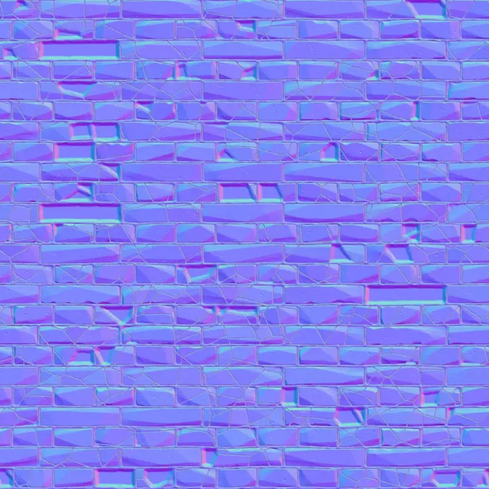 Stylized Damaged Grey Brick Wall PBR Texture