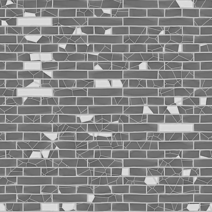 Stylized Damaged Grey Brick Wall PBR Texture